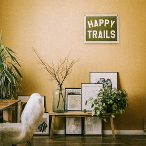Happy Trails Banner | Felt Pennant Flag Banner | Vintage Style Banner ...