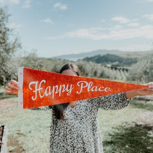 Happy Place Pennant | Felt Pennant Flag Banner | Vintage Style Wall ...