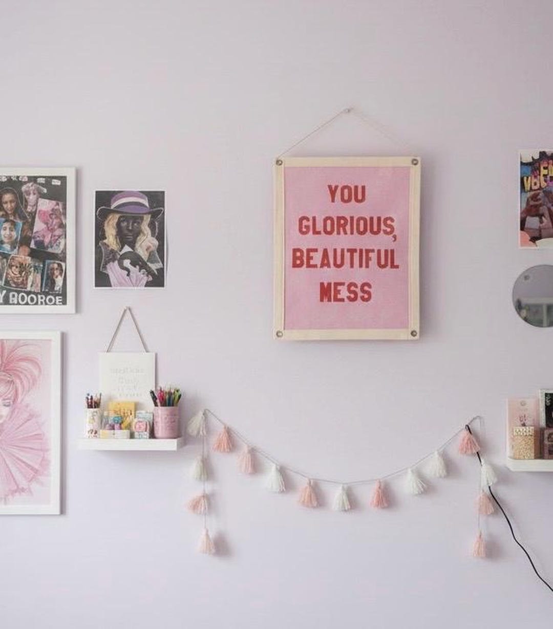 You Glorious Beautiful Mess | Felt Pennant Flag Banner | Vintage Banner ...