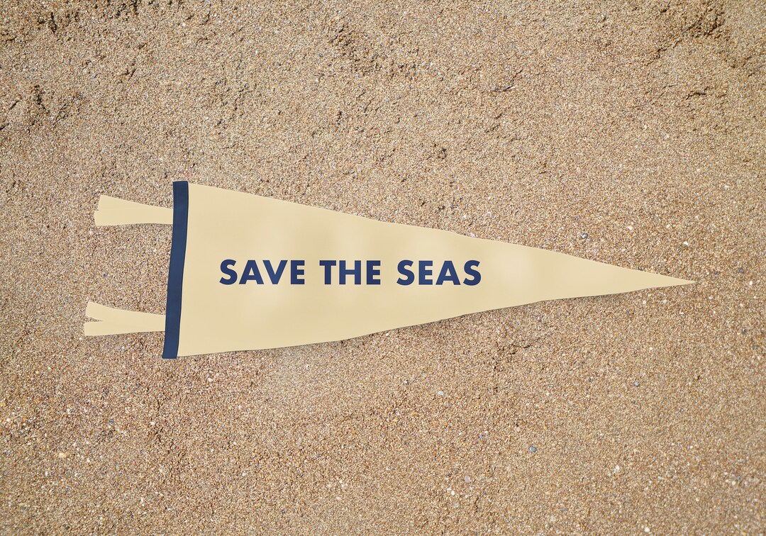 Save the Seas Pennant | Felt Pennant Flag Banner | Vintage Style Ocean ...