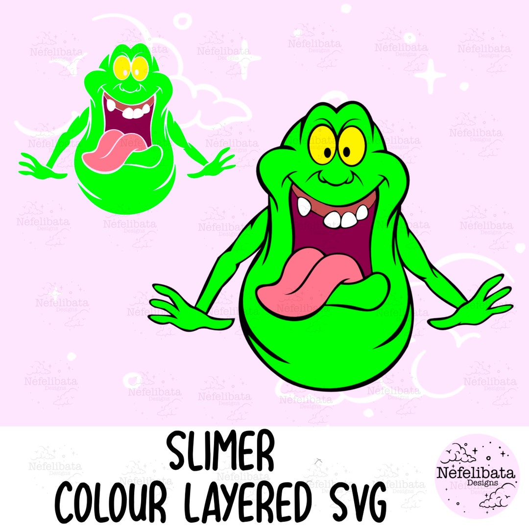 Slimer ghostbusters personaje color capas svg archivo de corte descarga ...