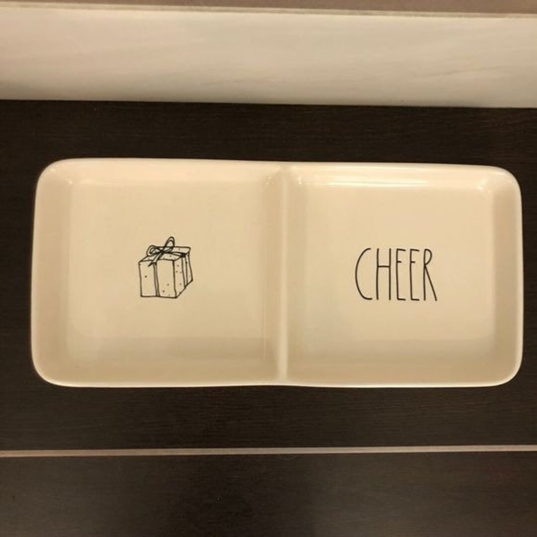 VHTF New Rae Dunn"cheer" Gift Divided Platter /trinket Tray /serving ...