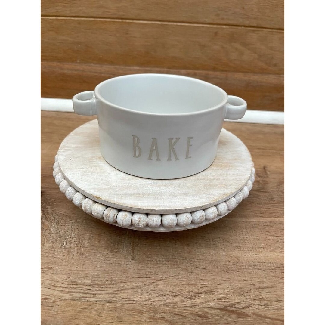 VHTF NWOT Rae Dunn "bake" White Ceramic Soufflé Dish Studio Collection ...