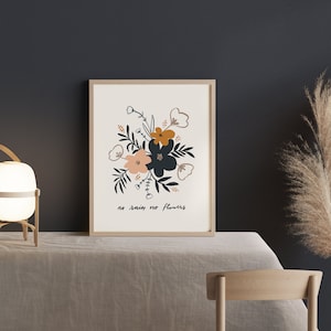 No Rain No Flowers Printable Wall Art, Minimal Floral Art Print ...