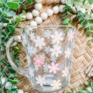 Flowe Coffee Mug Summer Glass Cup Floral Glass Mug - Etsy