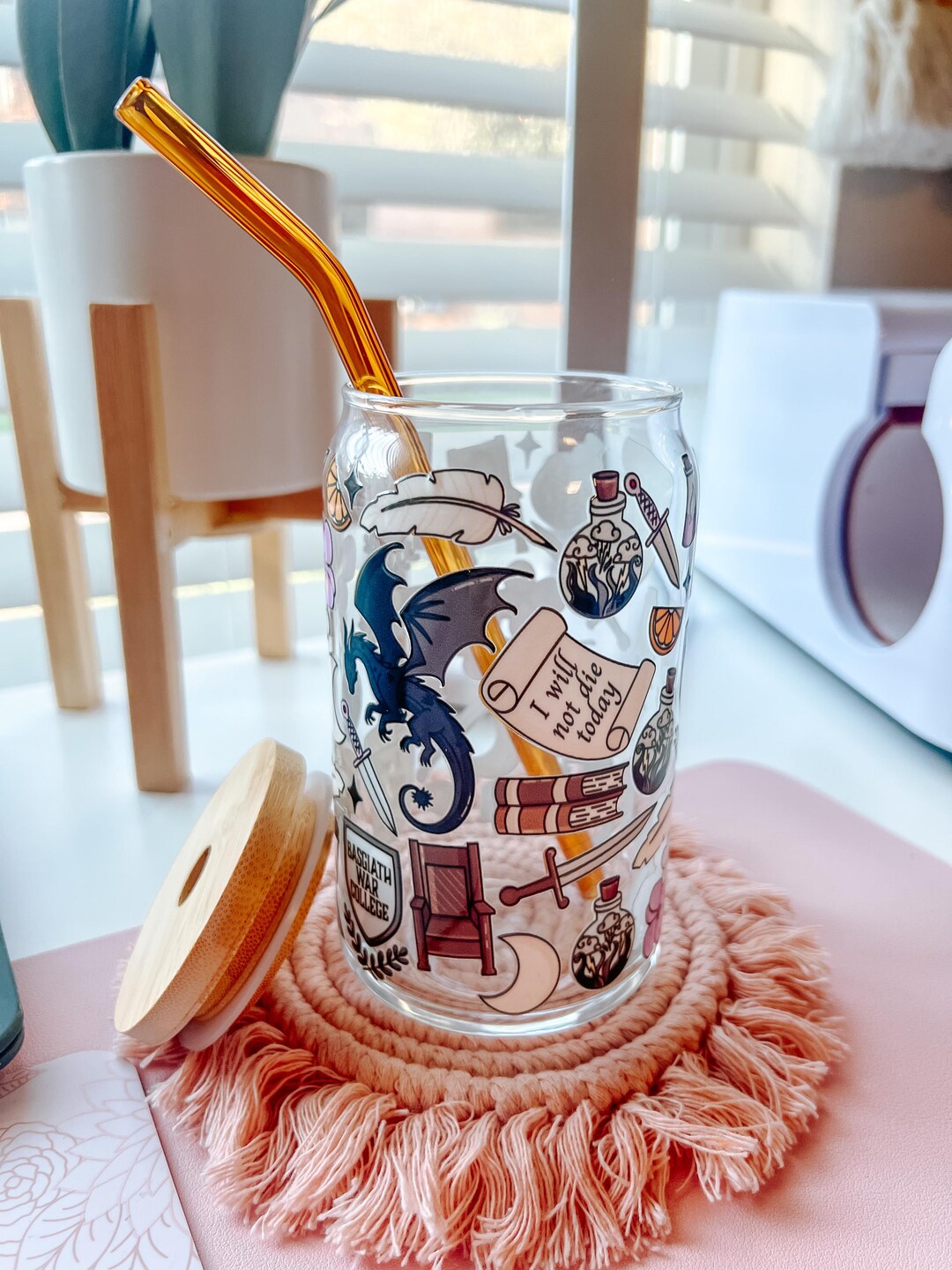 Onyx Storm Beer Can Glass | Fourth Wing Iced Coffee Cup | Trendy Glass ...