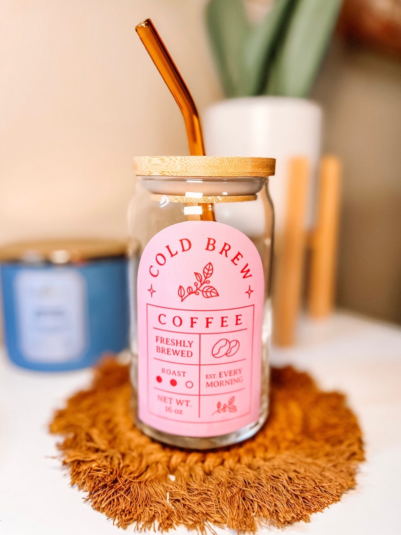Cold Brew Glass Can | Aesthetic Iced Coffee Cup | Coffee Glass Cup ...