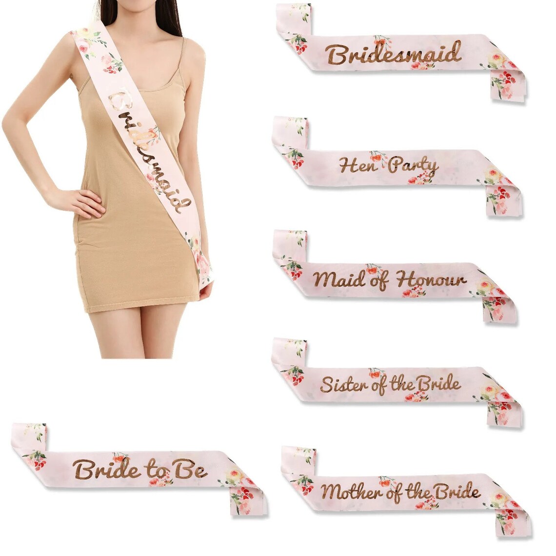 Floral Pink Luxury Hen Night Do Party Sashes Bride to Be Bridesmaid ...
