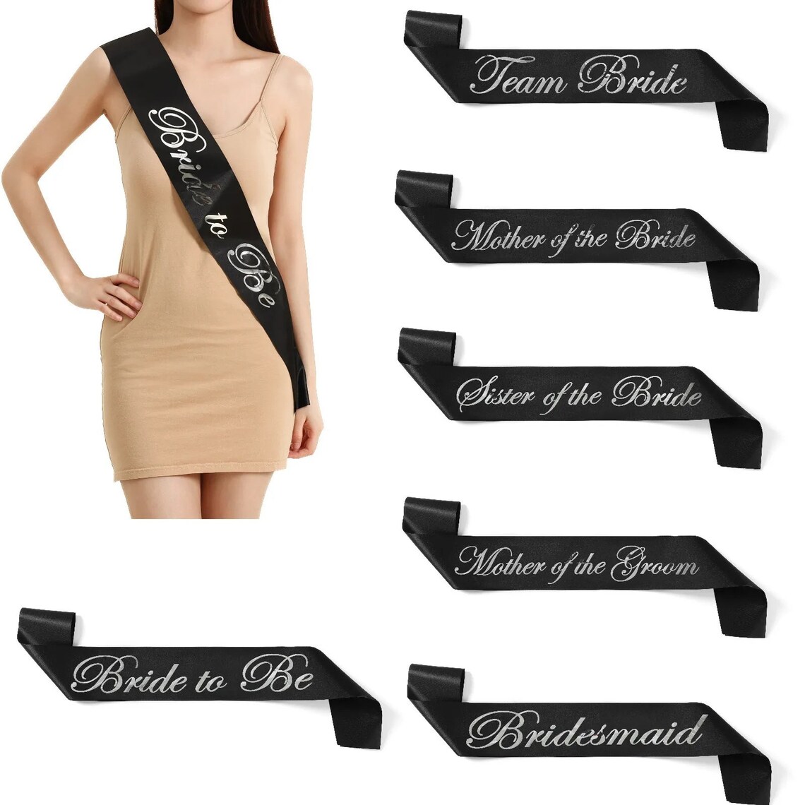 Black & Silver Luxury Hen Night Do Party Sashes Bride to Be Bridesmaid ...