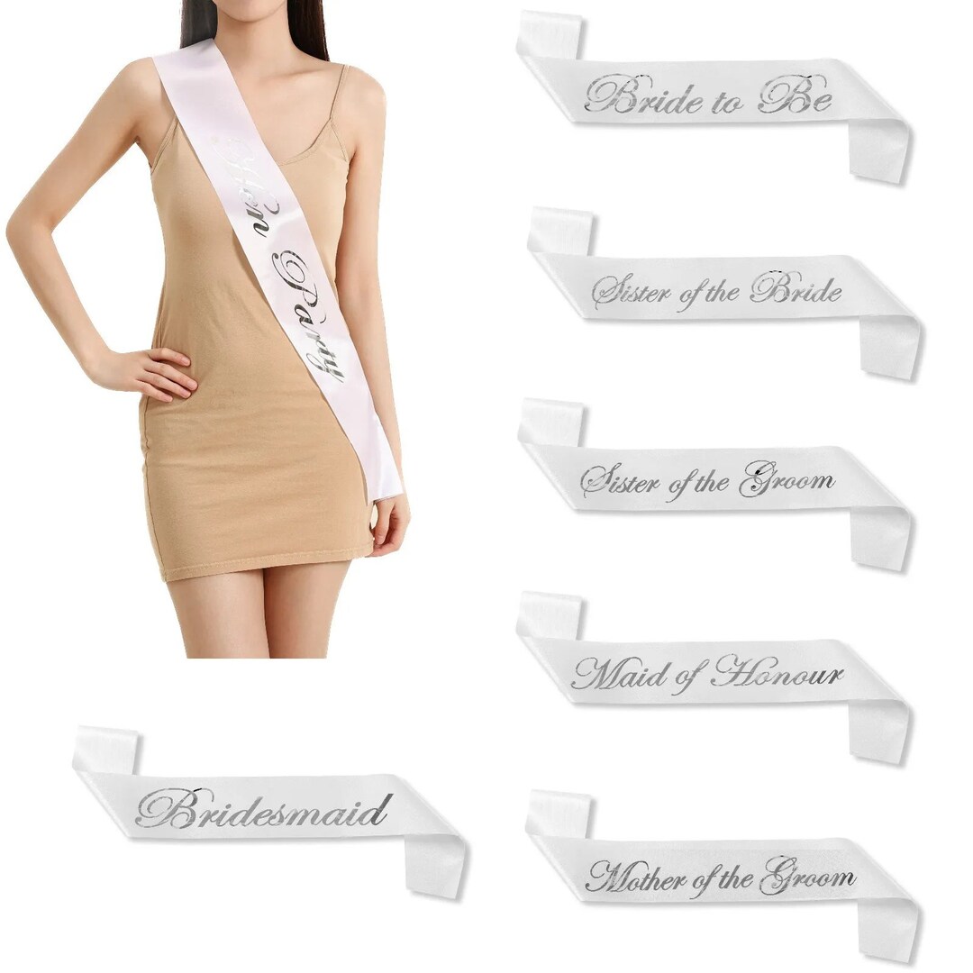 White & Silver Luxury Hen Night Do Party Sashes Bride to Be Bridesmaid ...