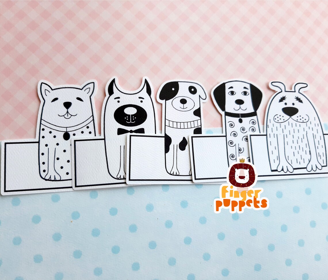 Dogs finger puppets animals printables toys digital finger | Etsy