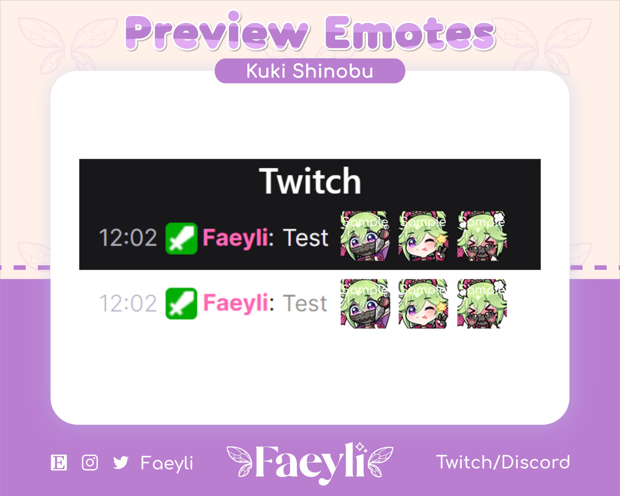 Kuki Shinobu Genshin Impact Animated + Static Emotes (twitch/discord ...