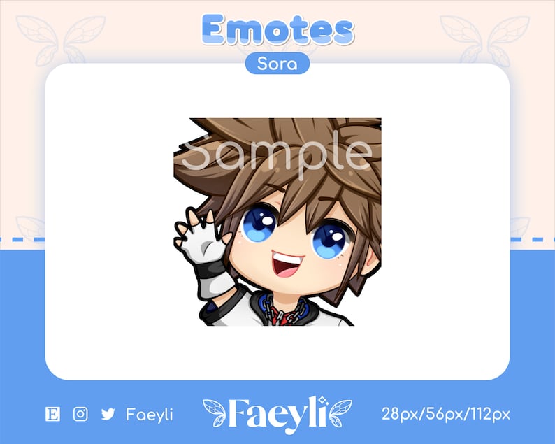 Sora Kingdom Hearts Emote twitch/discord Waving - Etsy Canada