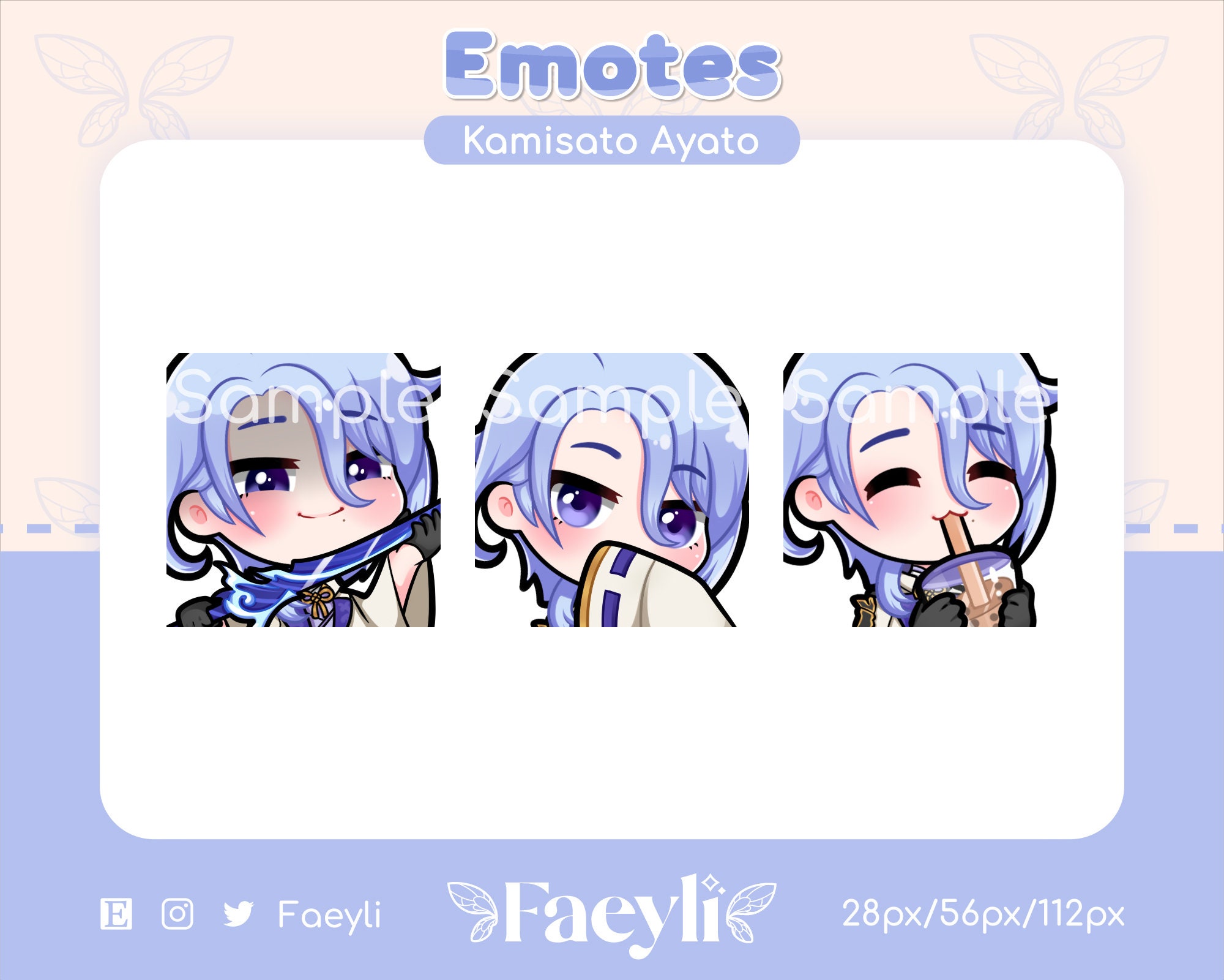 Ayato Genshin Impact Emotes (twitch/discord) Sword | Giggle | Bubble ...