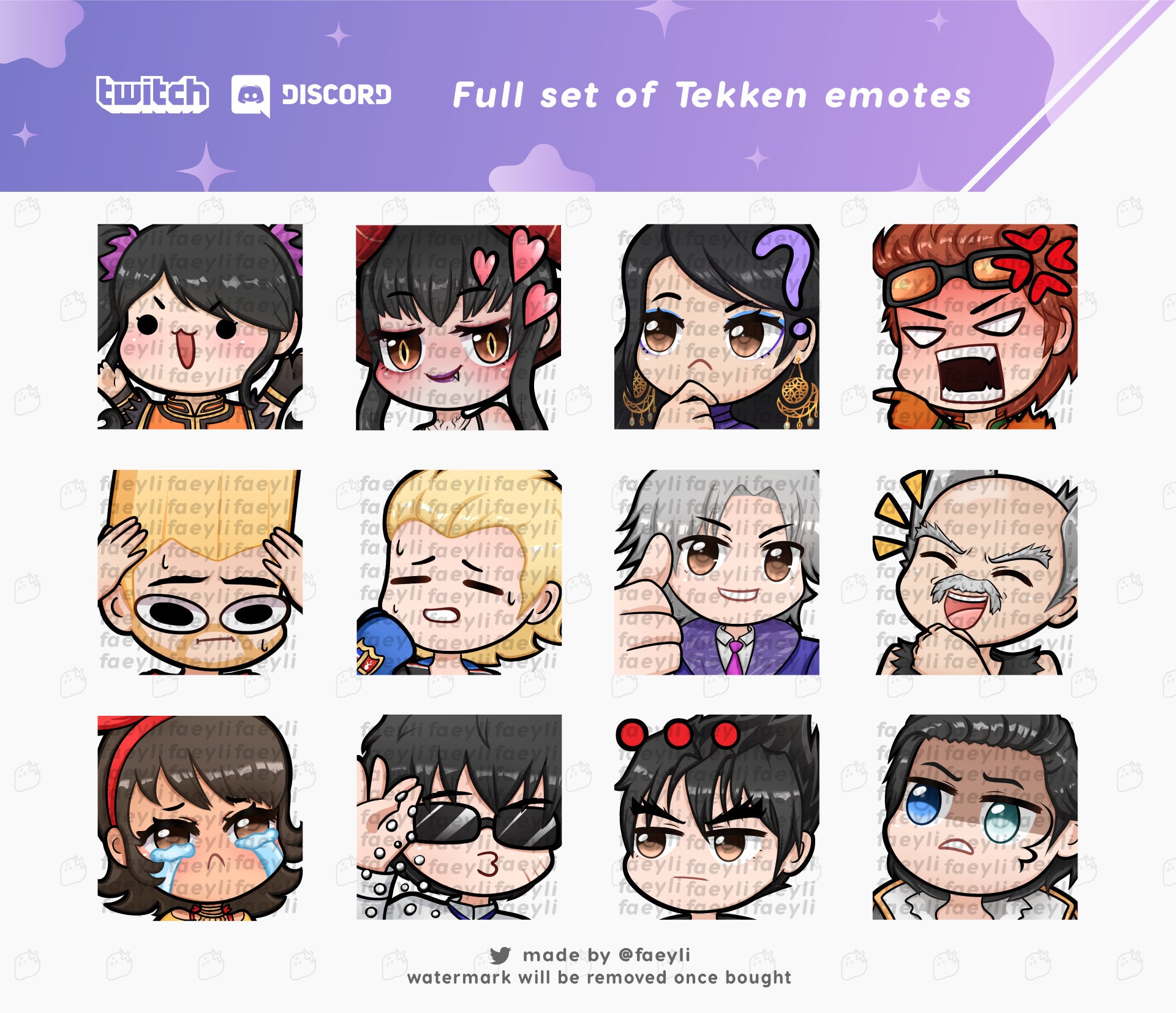 Tekken Emotes FULL SET (twitch/discord) | Xiaoyu | Eliza | Zafina ...