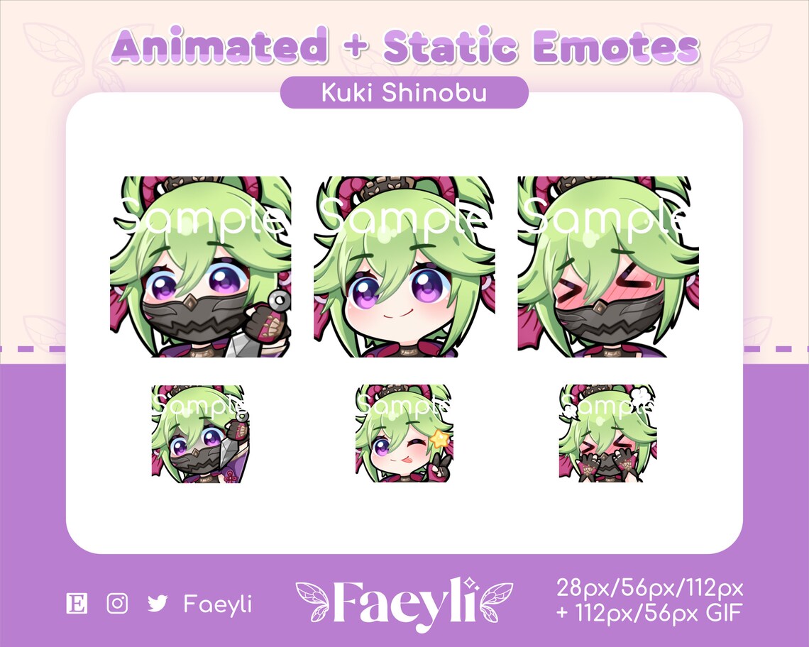 Kuki Shinobu Genshin Impact Animated + Static Emotes (twitch/discord ...