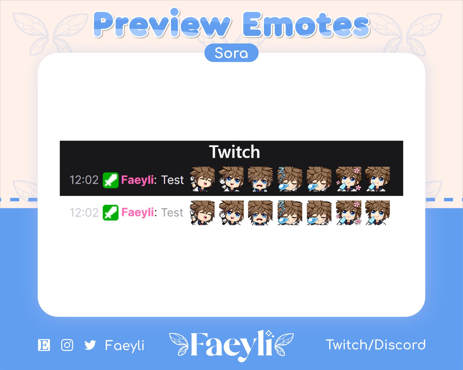 Sora Kingdom Hearts Emotes FULL SET (twitch/discord) Happy | Waving ...