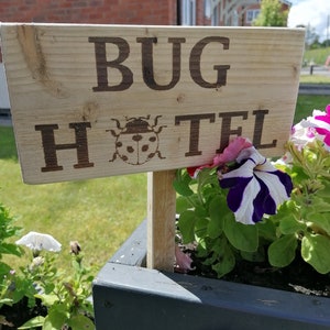 Bug Hotel Sign, Personalised Garden Sign for Kids, Ladybird Plaque for ...