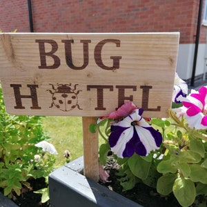 Bug Hotel Sign, Personalised Garden Sign for Kids, Ladybird Plaque for ...
