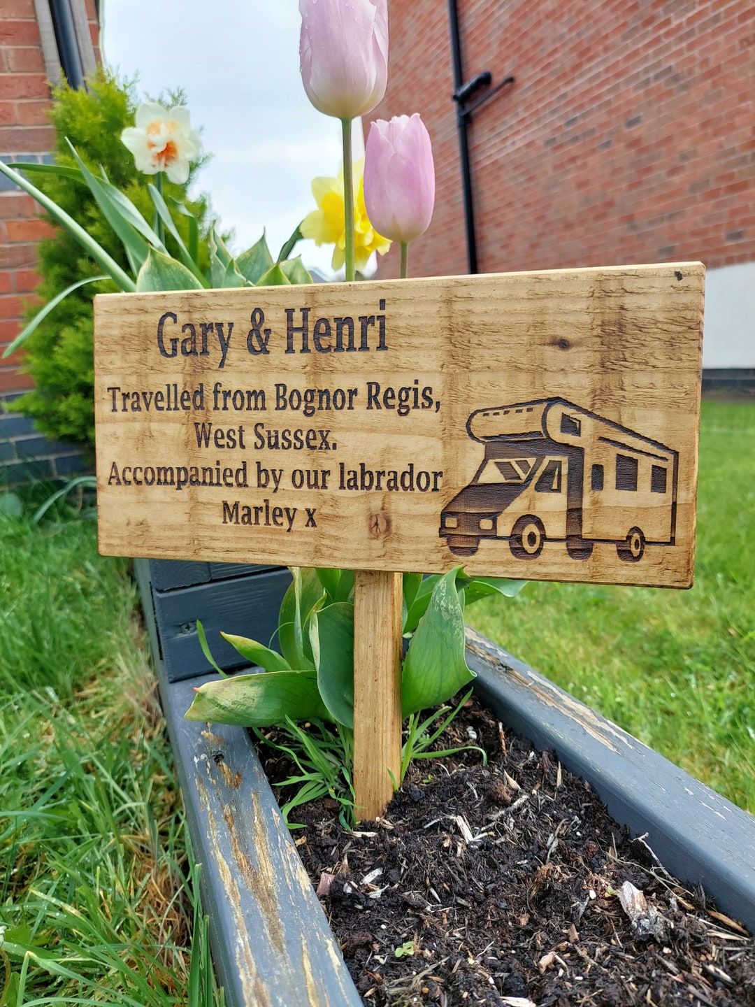 Personalised Wooden Garden Signs Plaque With a 25cm Ground Stake in ...