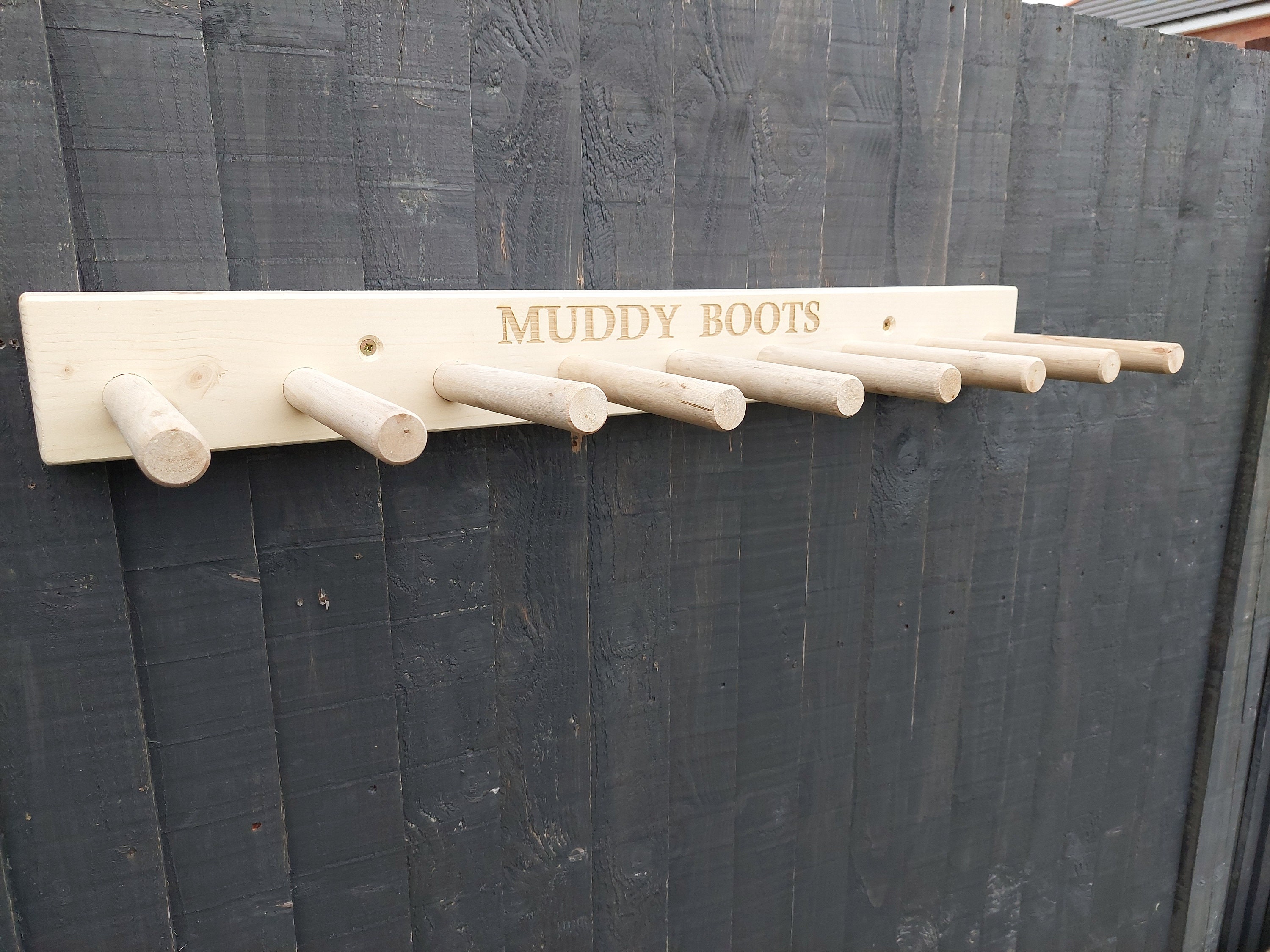 PERSONALISED Welly Wellington Wellies Wooden Rack Boot Holder Wall ...