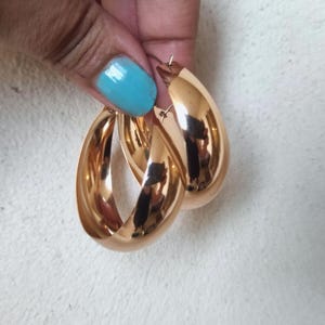 Handmade Big Gold Hoops Minimalist Gold Hoop Earrings Chic Gold Plated ...