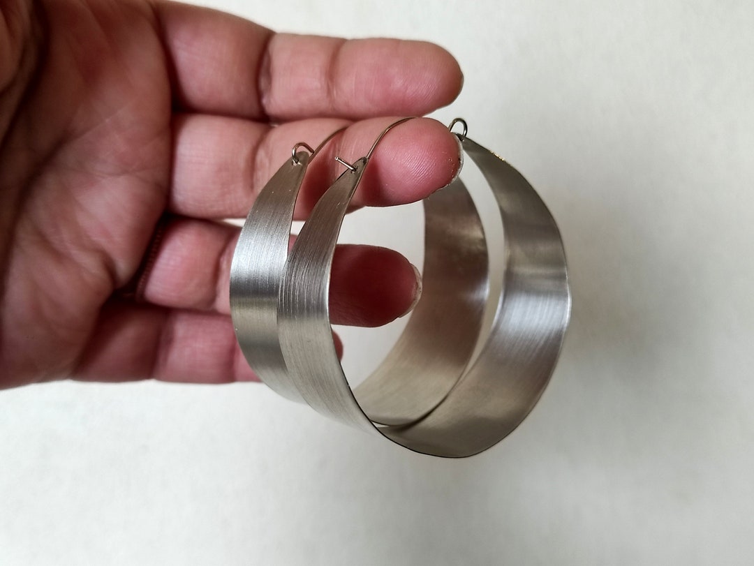 Handmade Big Silver Hoops Minimalist Hoop Earrings Chic Silver Hoops ...