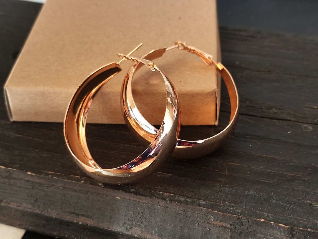 Handmade Big Gold Hoops Minimalist Gold Hoop Earrings Chic Gold Plated ...