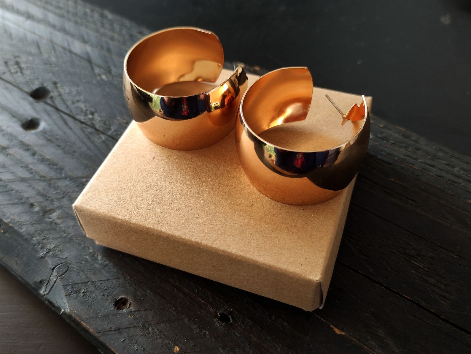 Wide Gold Hoops Minimalist Gold Hoop Earrings Chic Gold Plated Hoops ...