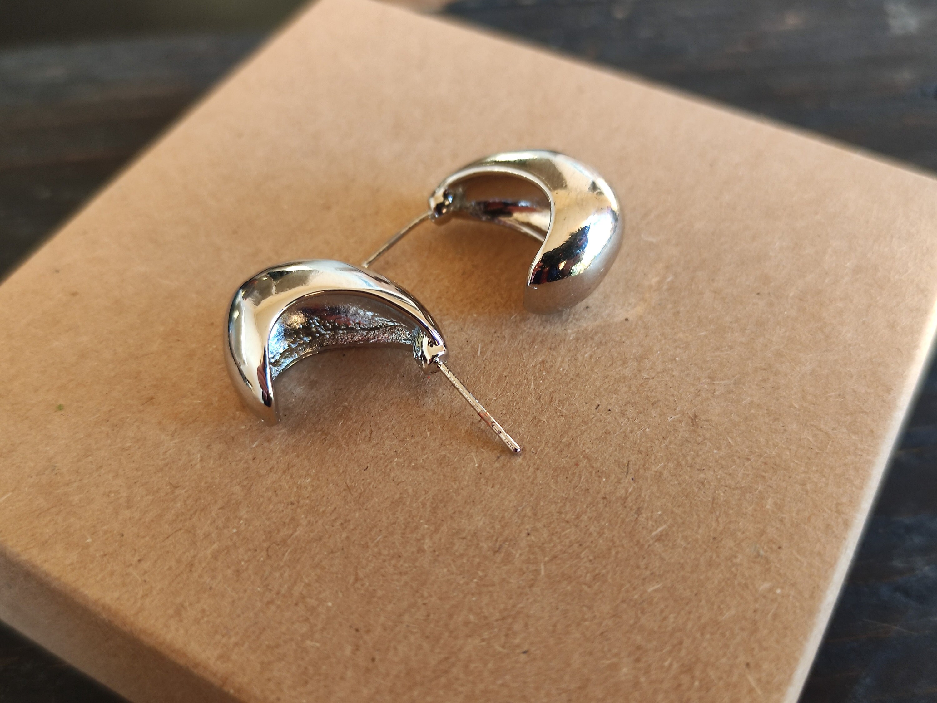 Pair of Small Semi Silver Hoops Silver Small Post Earrings - Etsy