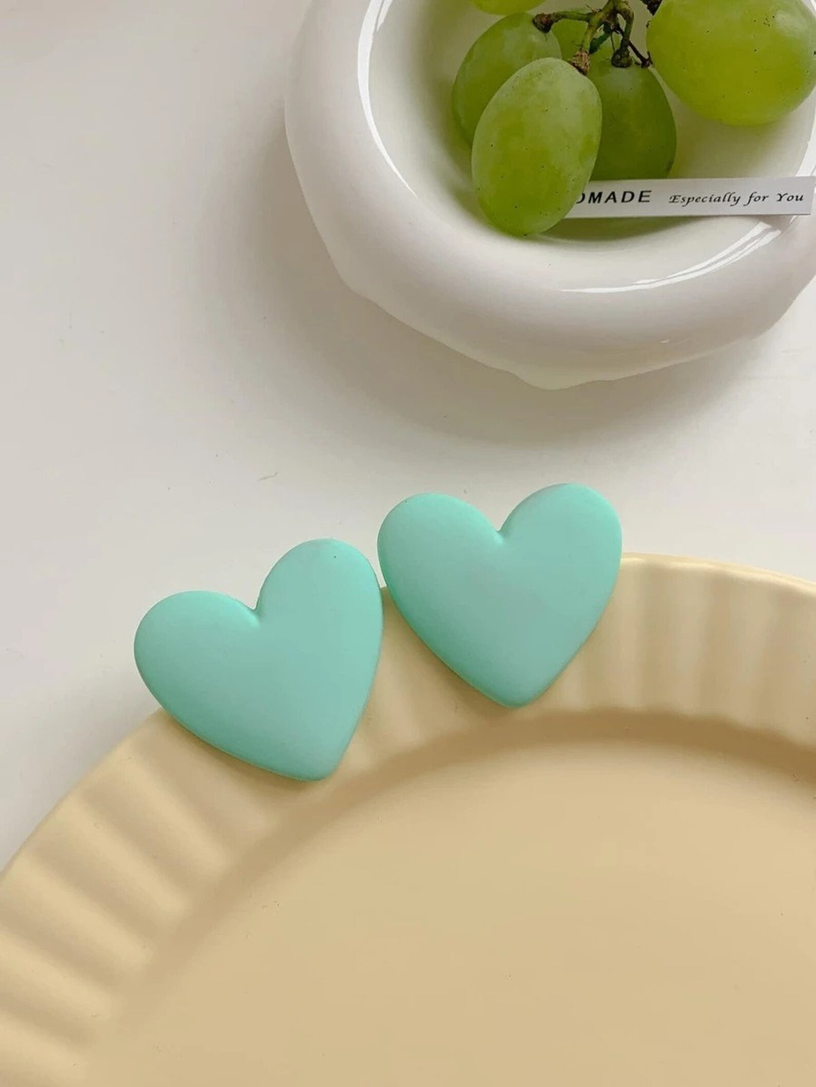 Cute Heart Earrings Valentine Gift Mint Heart Earrings Gilry - Etsy