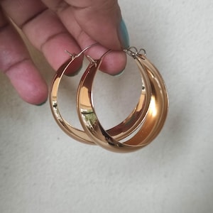 Handmade Big Gold Hoops Minimalist Gold Hoop Earrings Chic Gold Plated ...