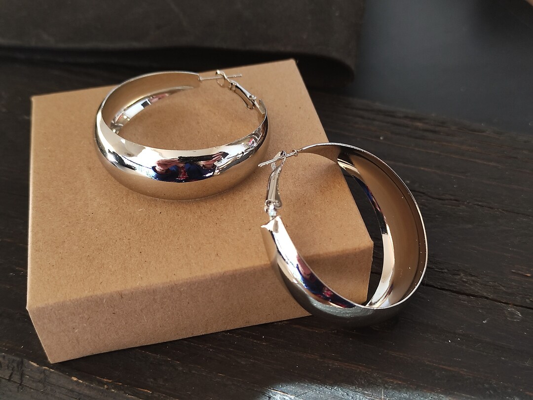 Big Silver Hoops Minimalist Hoop Earrings Chic Silver Plated - Etsy