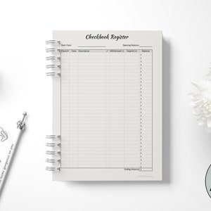 Checkbook Register A5 Printable Fillable PDF Download - Etsy