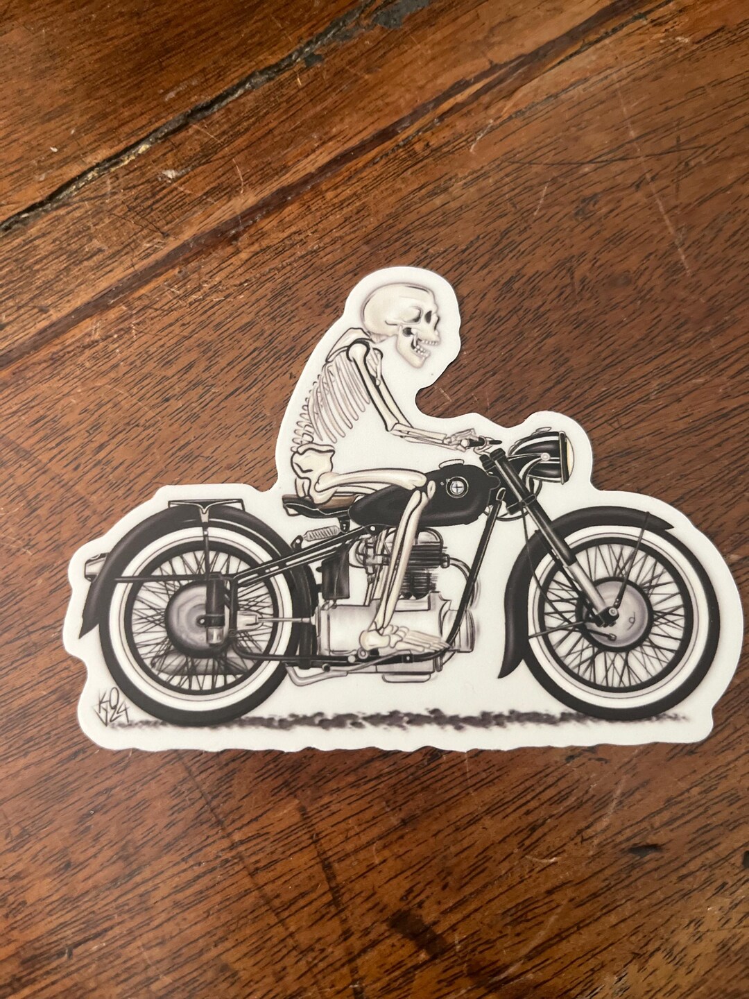 Skeleton Biker Sticker: Vintage Motorcycle, Hand-drawn Vinyl - Etsy