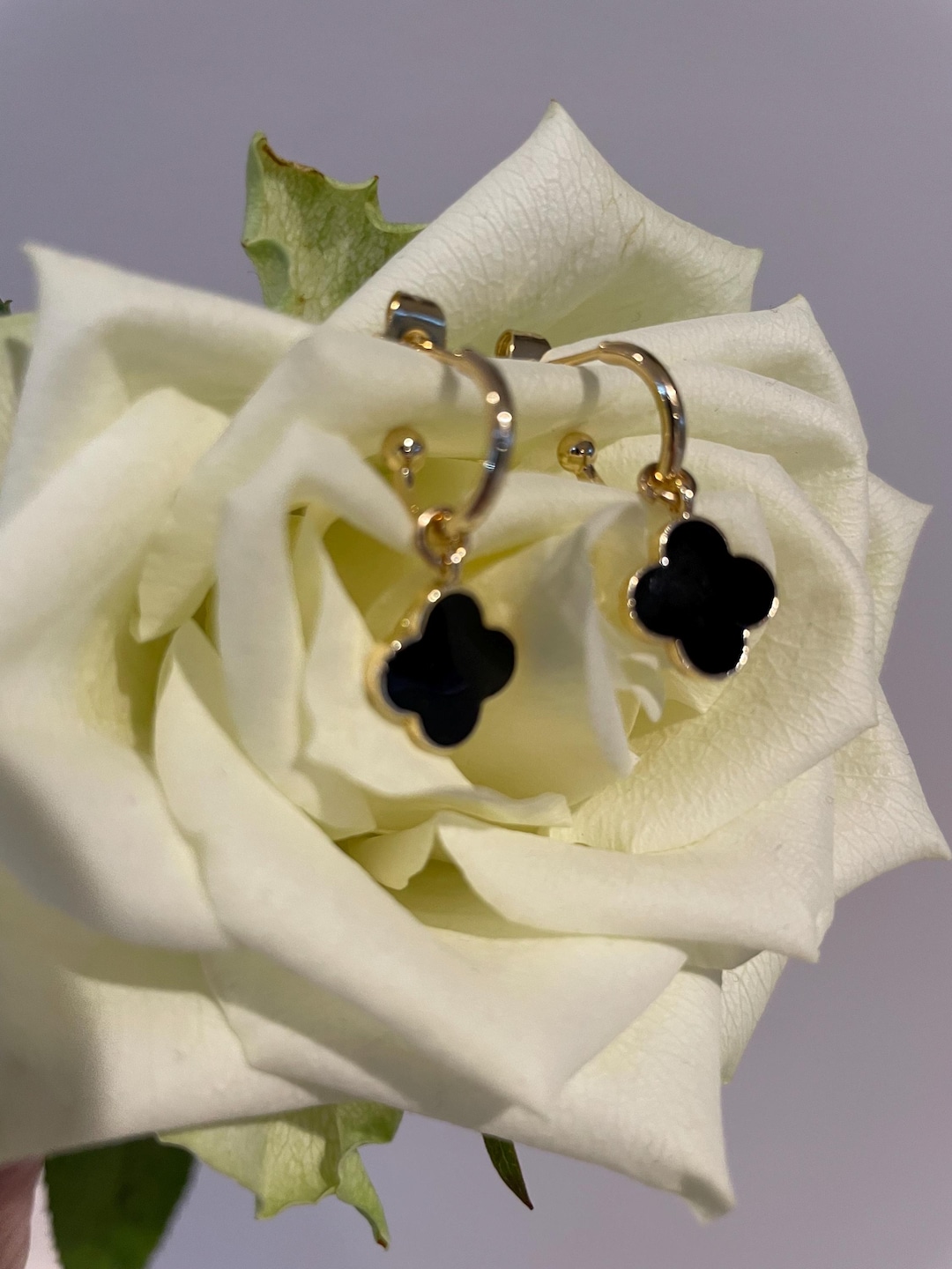 Black Clover Earrings - Etsy