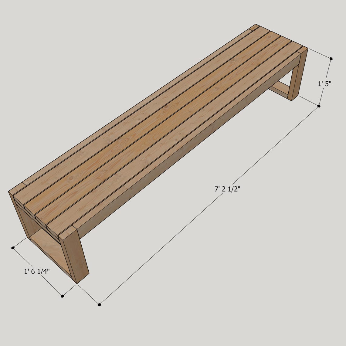 DIY Patio Simple Bench Plan, Outdoor Wood Bench Plans - Etsy