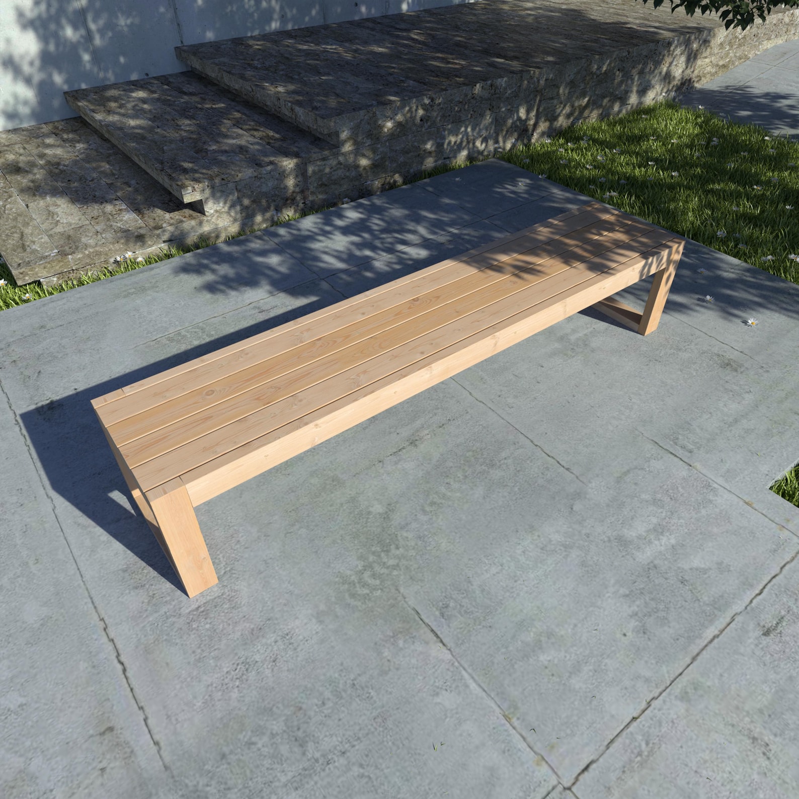 DIY Patio Simple Bench Plan, Outdoor Wood Bench Plans - Etsy