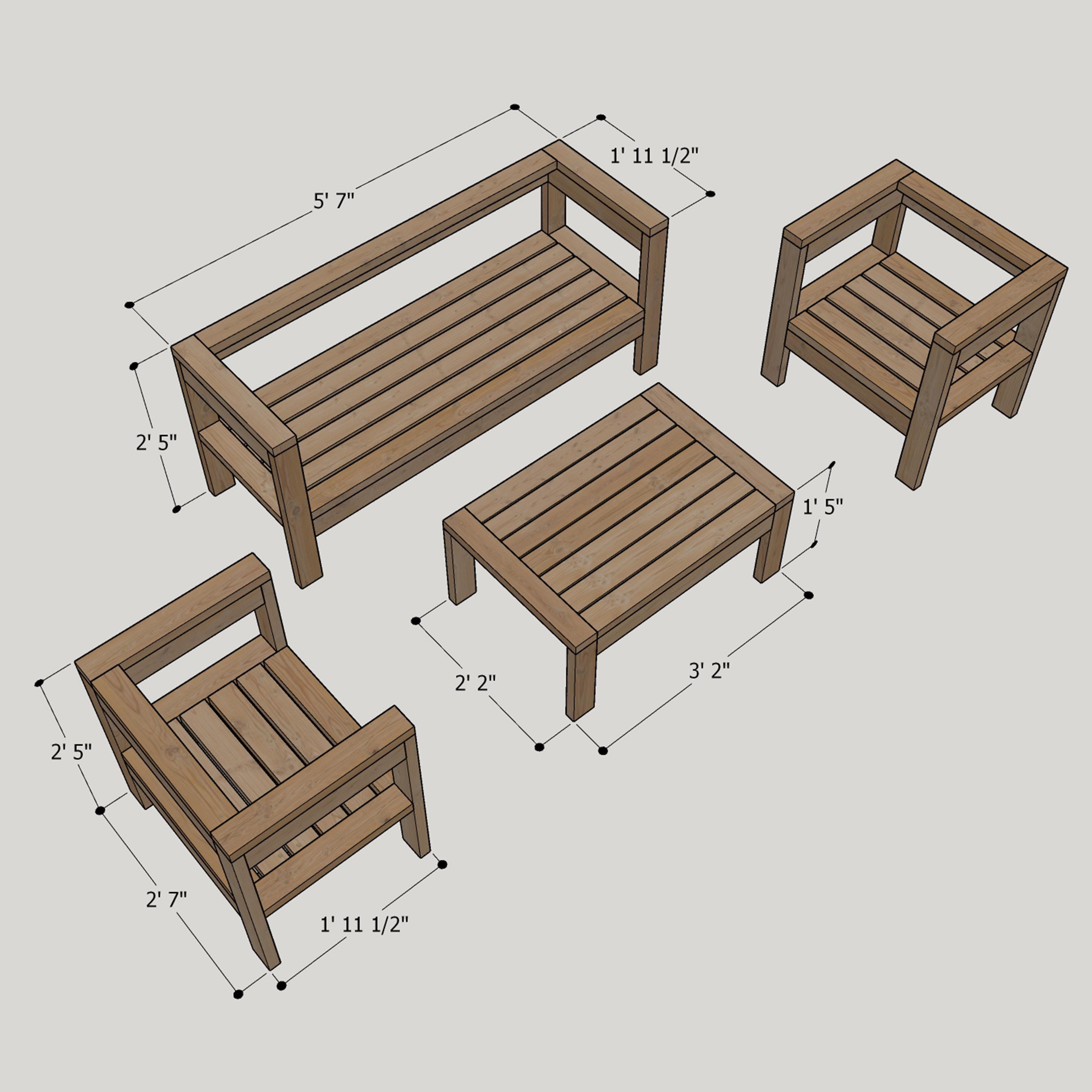 Patio Sofa Furniture Set Build Plans - DIY Outdoor Furniture Sofa Set ...