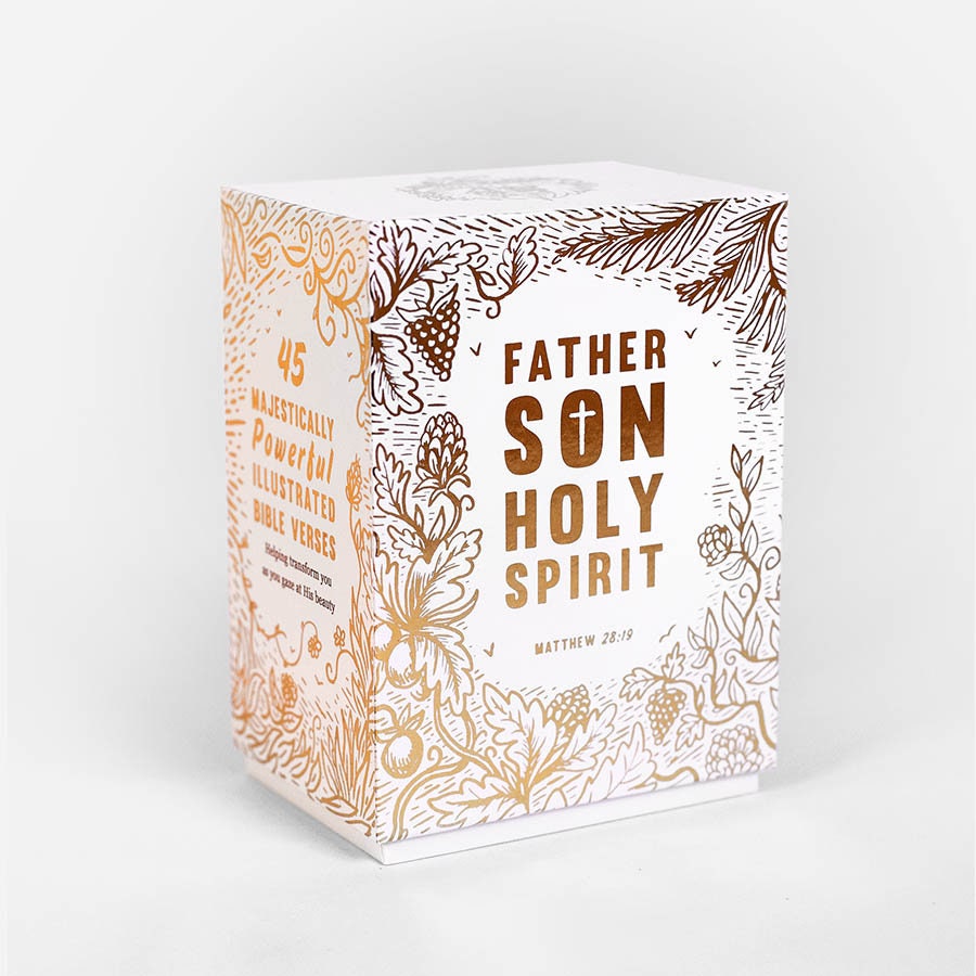 45 Illustrated Bible Cards and Wooden Stand, Christian Gift, Scripture ...