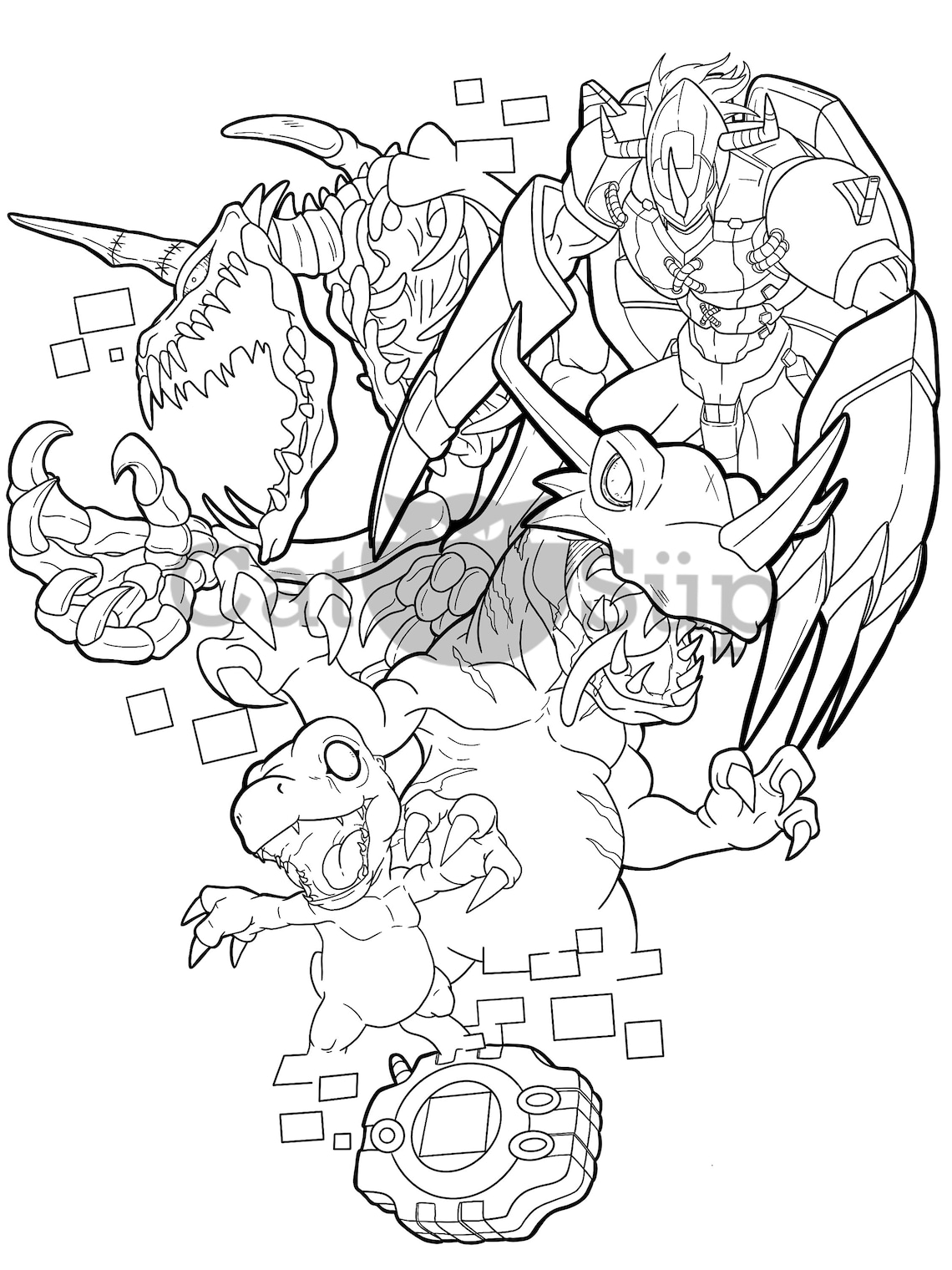 Black Agumon Digivolution Coloring Page - Etsy