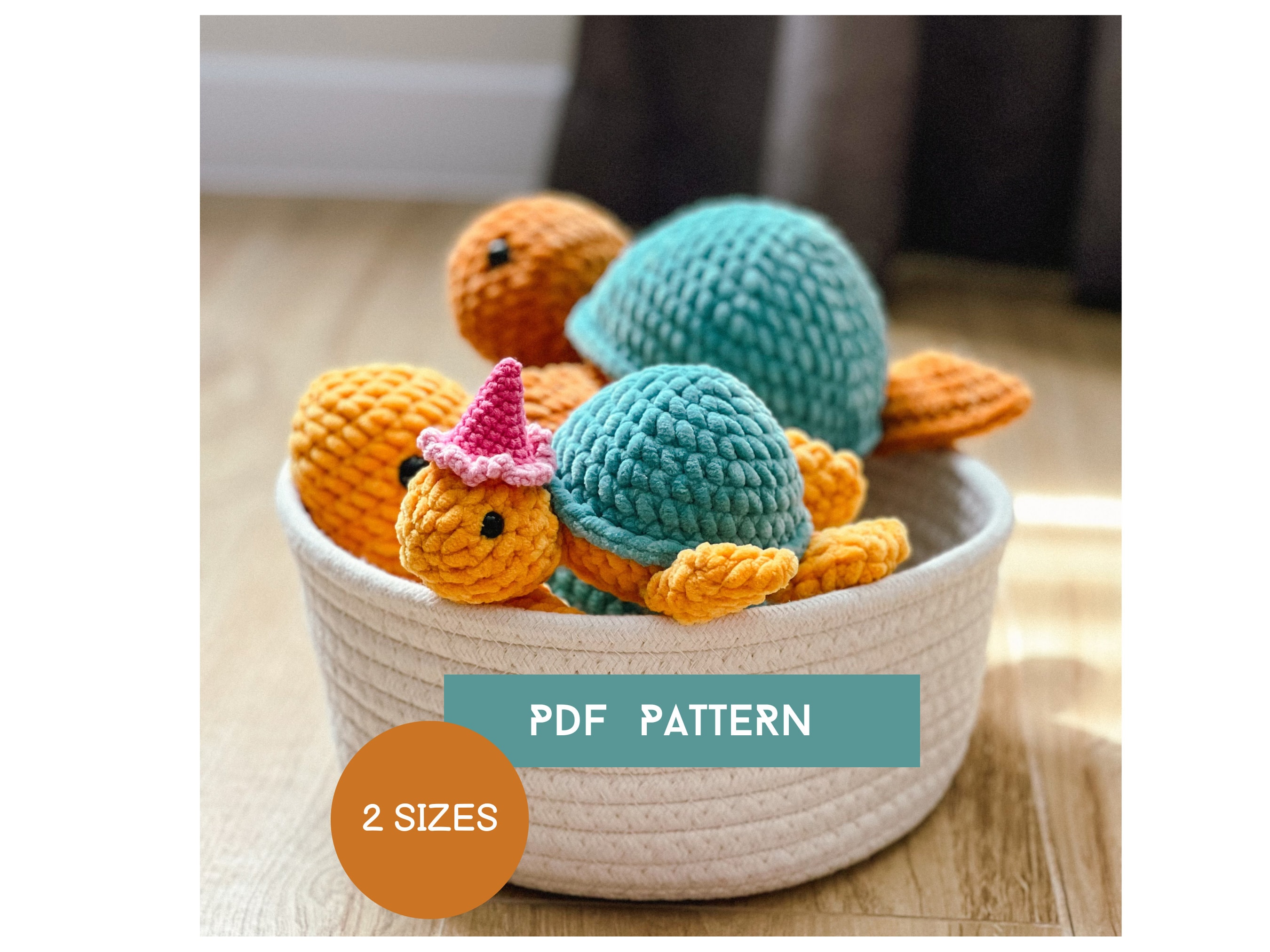 2 in 1 Turtle Crochet Pattern PDF Download, No-sew Amigurumi Turtle ...