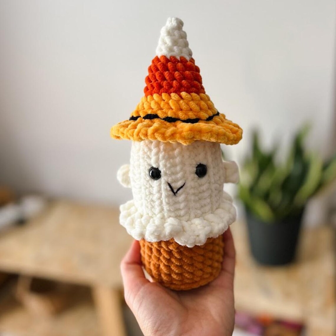 Halloween Ghost in Candy Corn Hat Crochet Pattern, PDF, Amigurumi ...