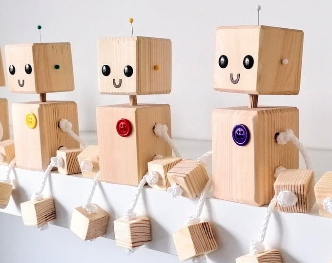 Wooden Robot Nursery / Kids Room Shelf Decor / Boy / Girl / - Etsy