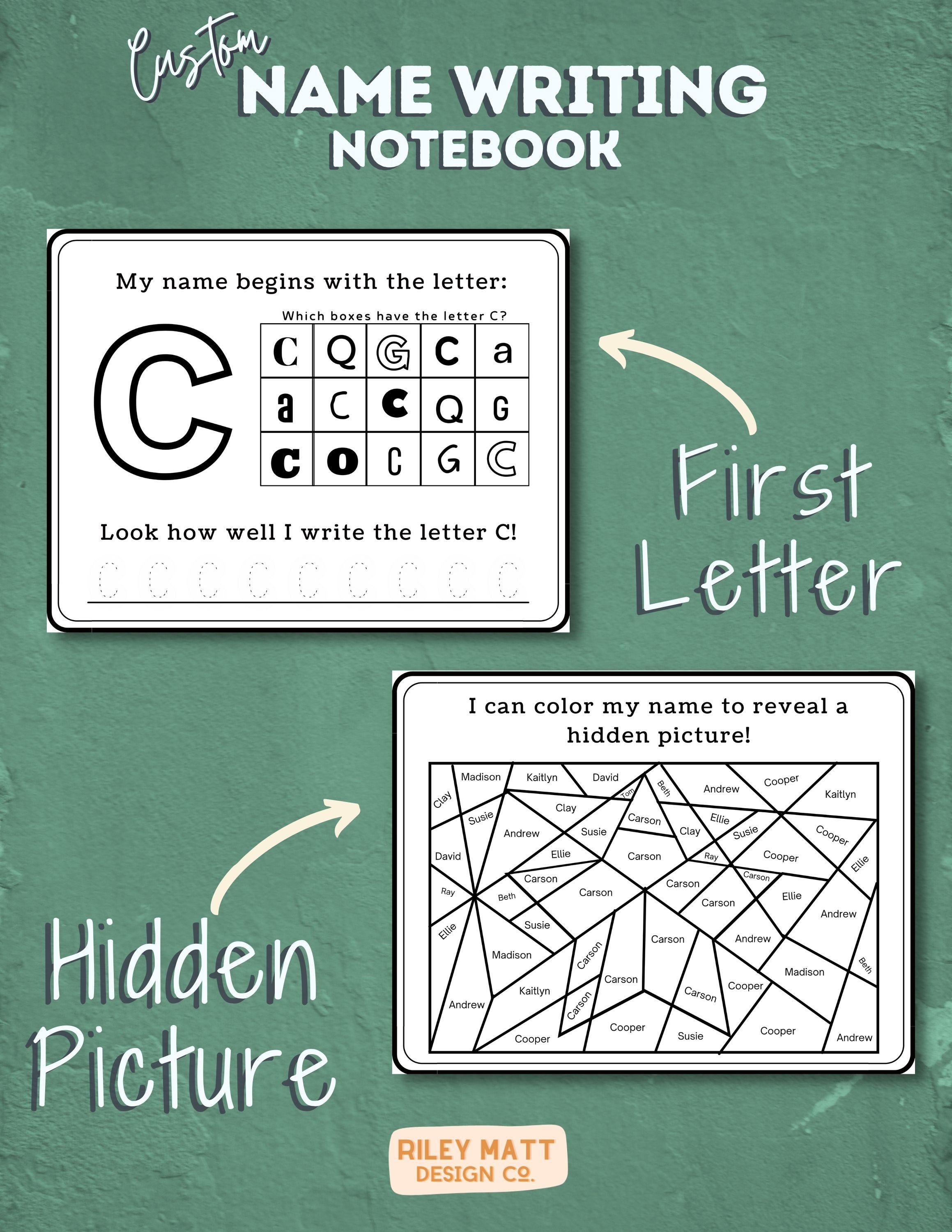 CUSTOM 8 Page Name Recognition and Writing Bundle - Name Workbook, Name ...