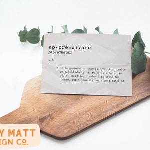 Appreciation Definition Printable Greeting Card Thank You, Teacher ...