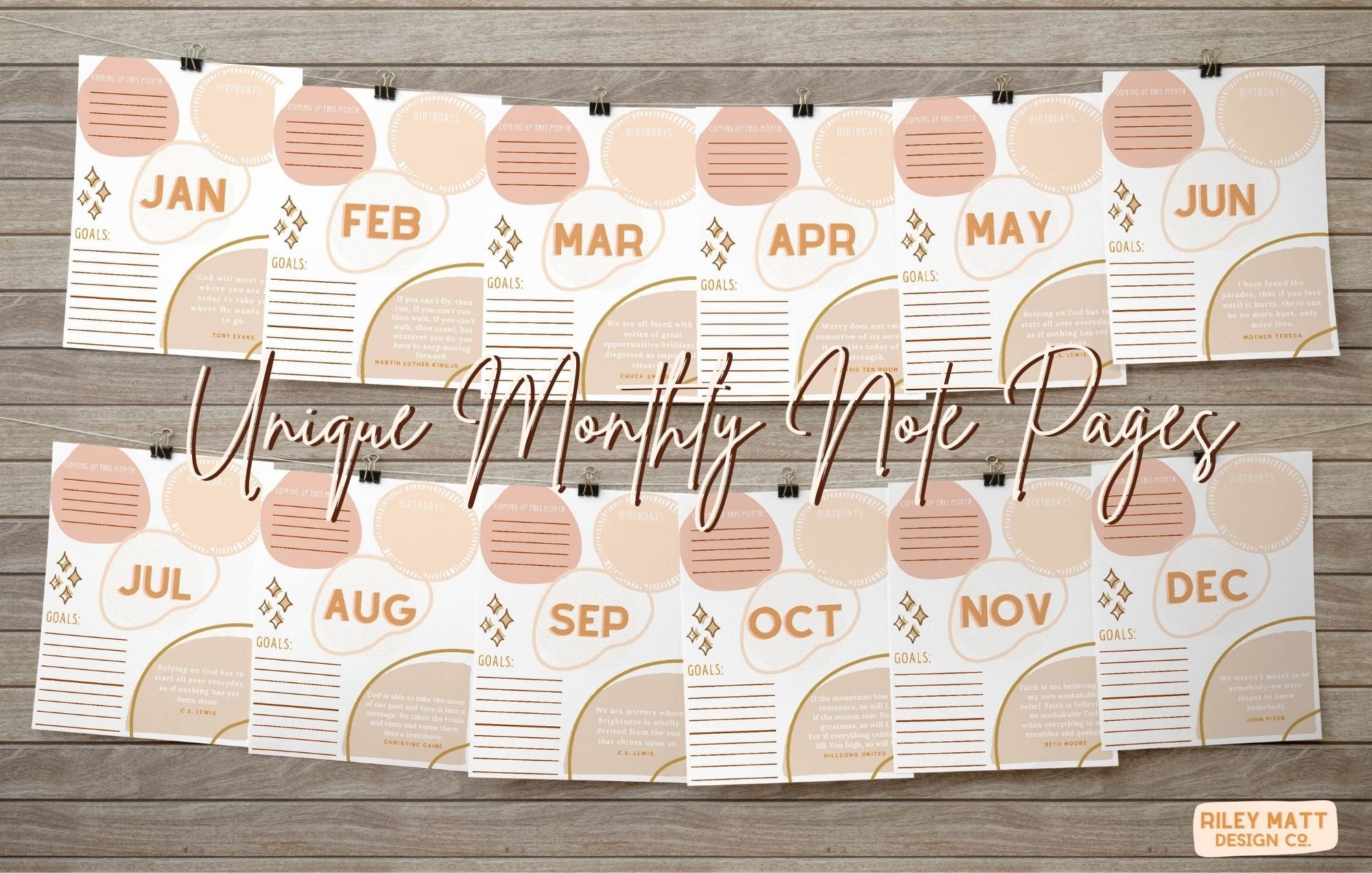 Printable Planner Pages Warm Neutral Boho Monthly Calendar Printables ...
