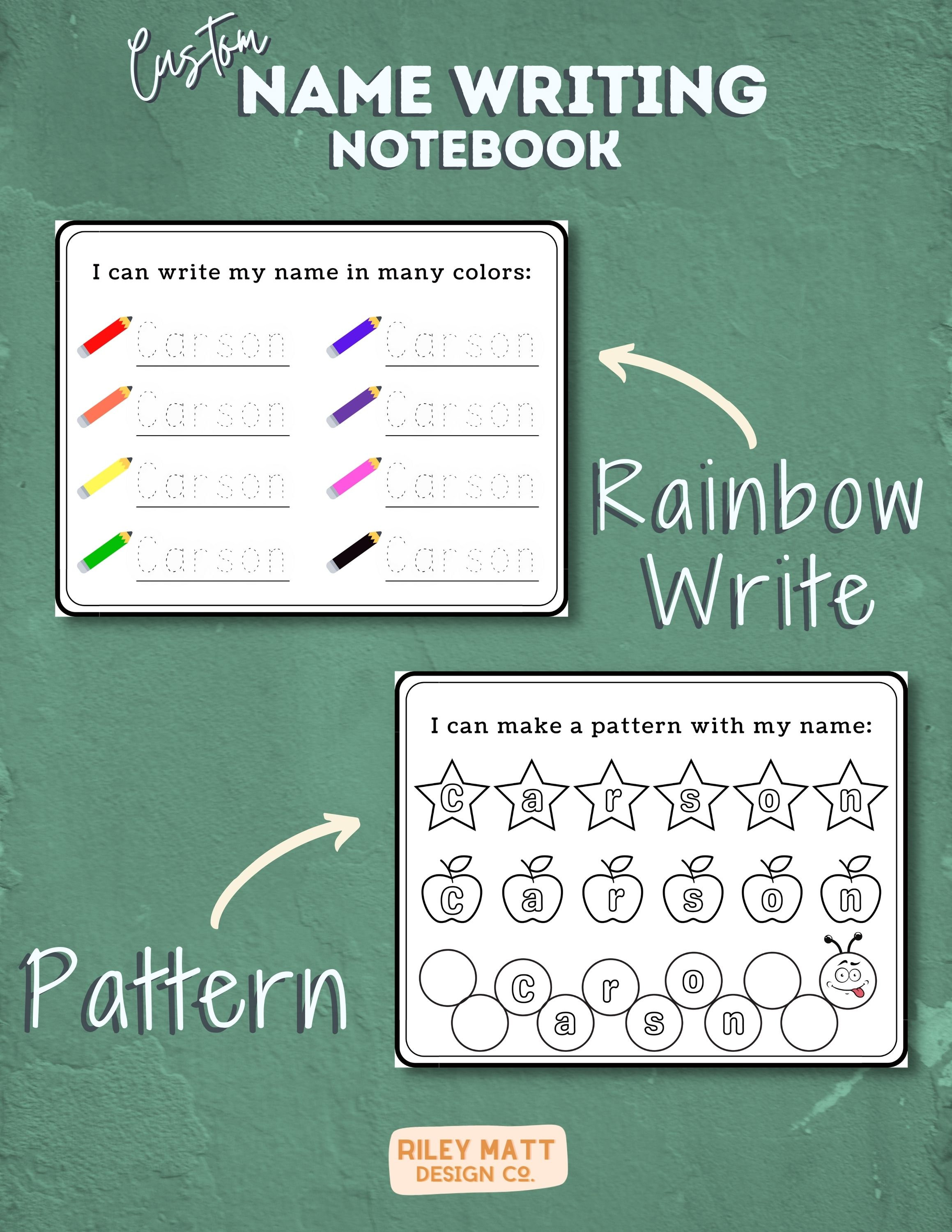 CUSTOM 8 Page Name Recognition and Writing Bundle - Name Workbook, Name ...