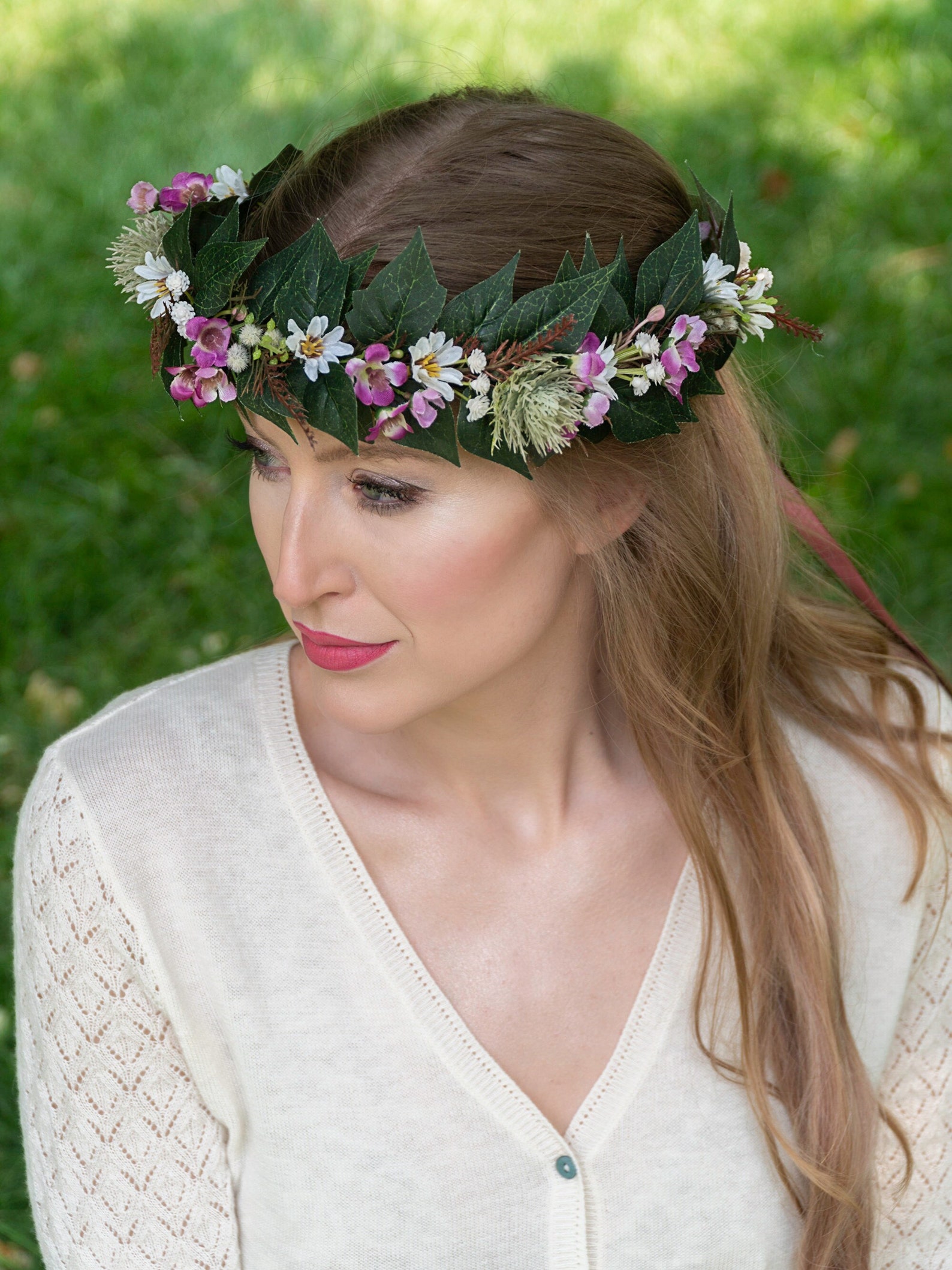 Flower Crown, Green Flower Crown, Boho Flower Crown, Garden Wedding ...