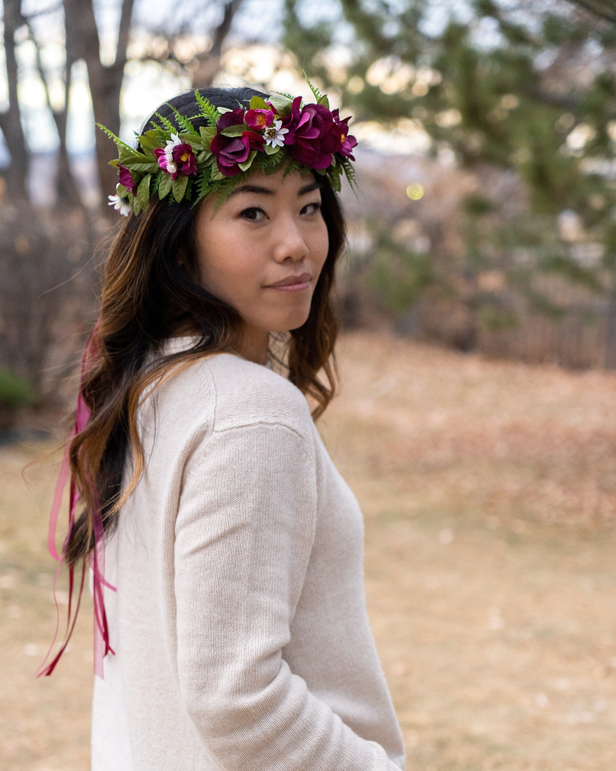 Flower Crown Burgundy Crown Wedding Crown Boho Crown - Etsy